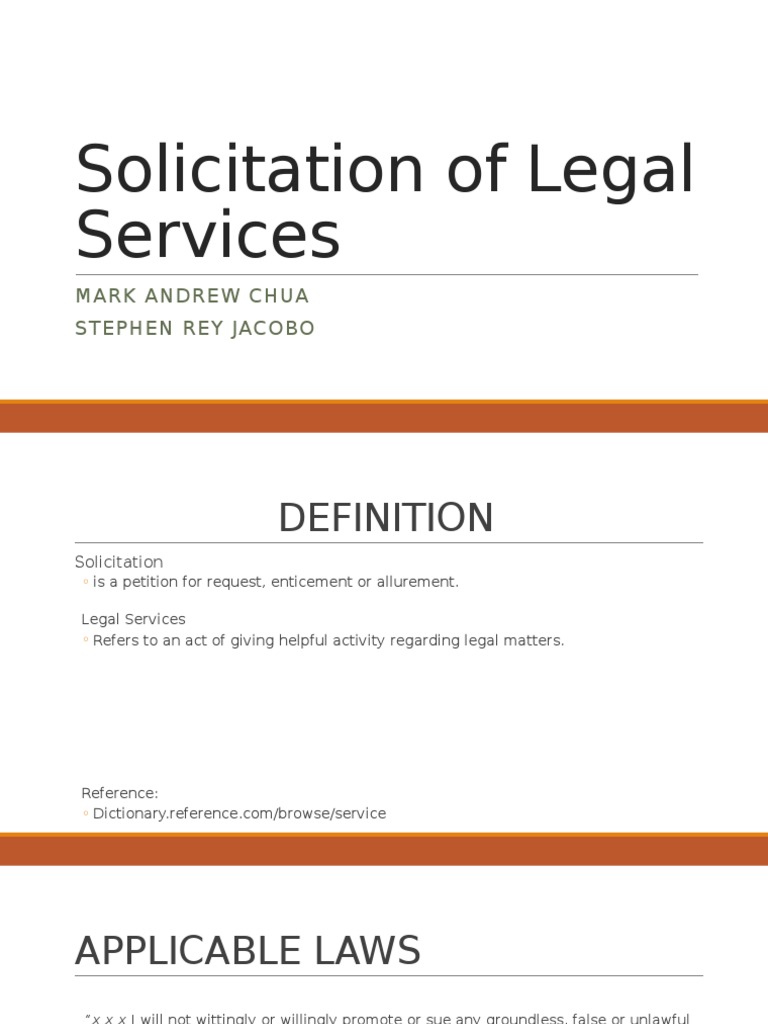 Solicitation of Legal Services | PDF | Practice Of Law | Lawyer