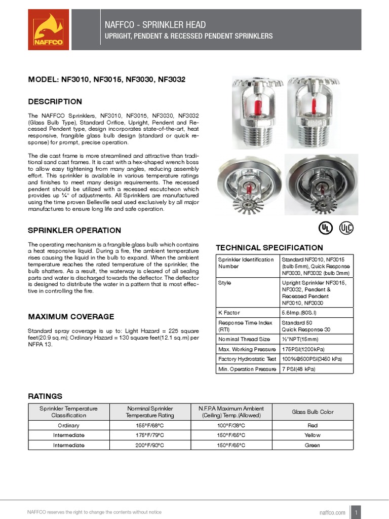 NAFFCO Sprinkler Systems | PDF | Fire Sprinkler System | Fire Protection