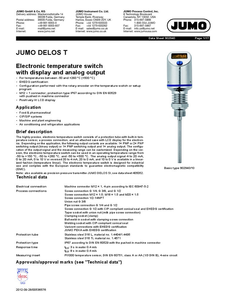 Jumo Delos T: Electronic Temperature Switch With Display and Analog ...