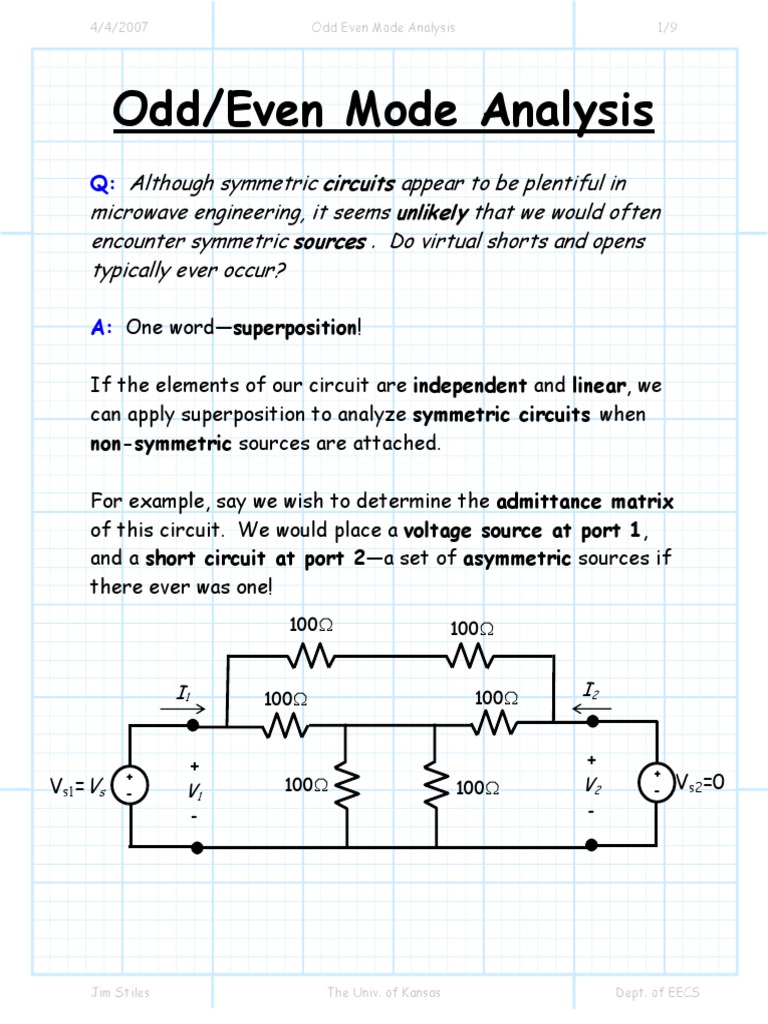 Odd Even Mode Analysis | PDF | Electrical Network | Electrical Engineering