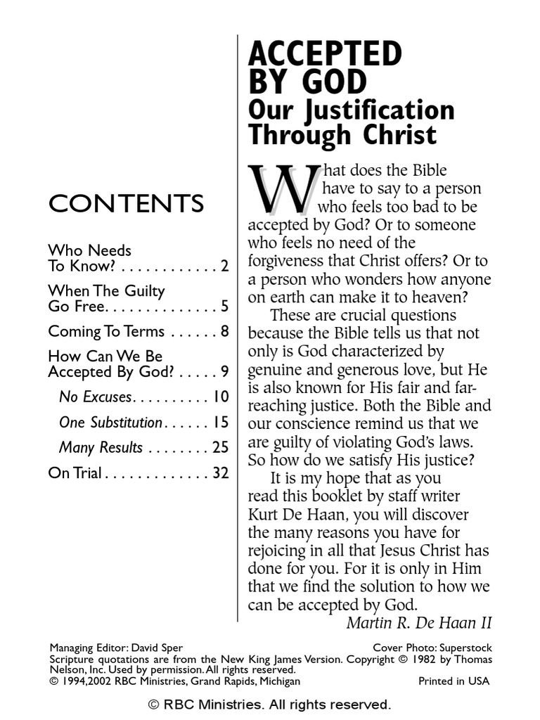 Accepted by God Our Justification Through Christ | PDF | Justification ...