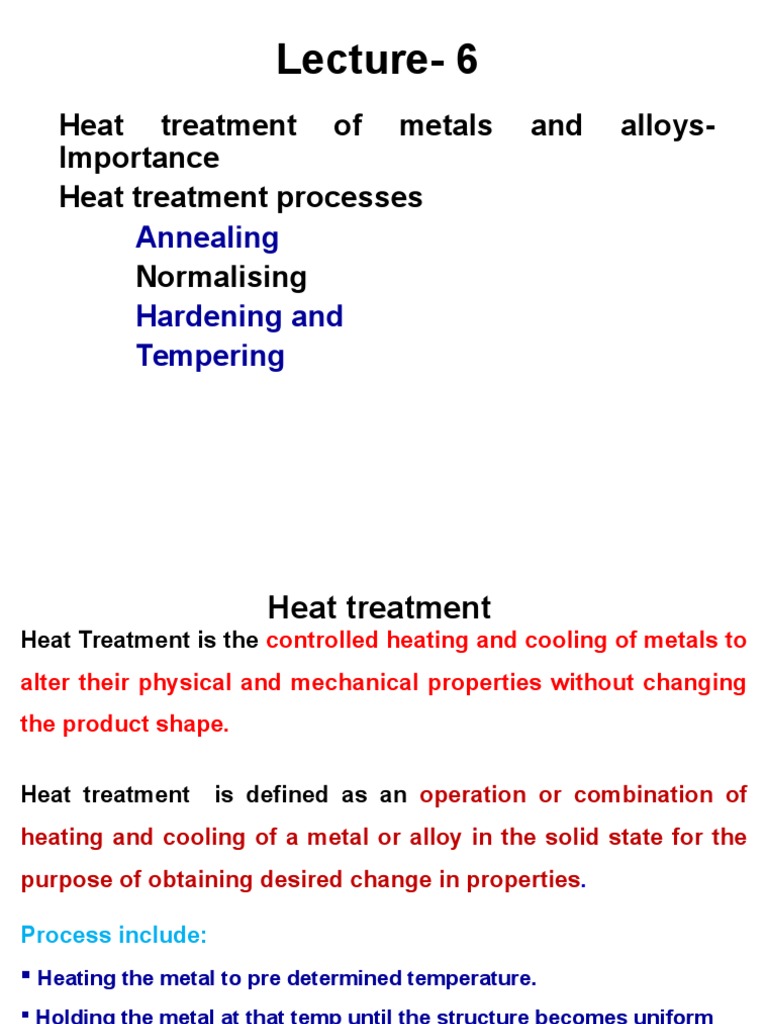 Lecture-6: Heat Treatment of Metals and Alloys - Importance Heat ...