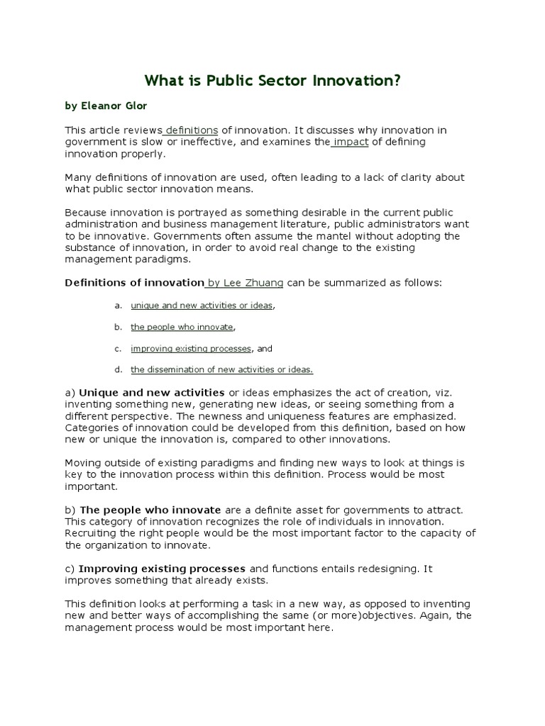 What Is Public Sector Innovation Pdf Innovation Creativity
