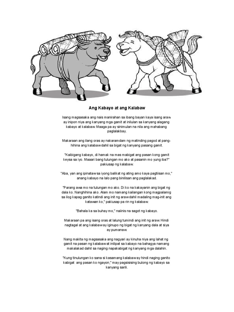 Ang Pabula NG Kabayo at NG Kalabaw | PDF