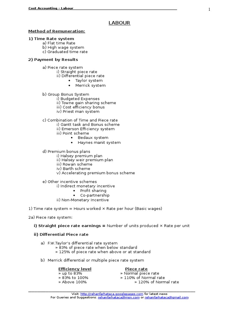 3.labour Notes | PDF | Piece Work | Wage