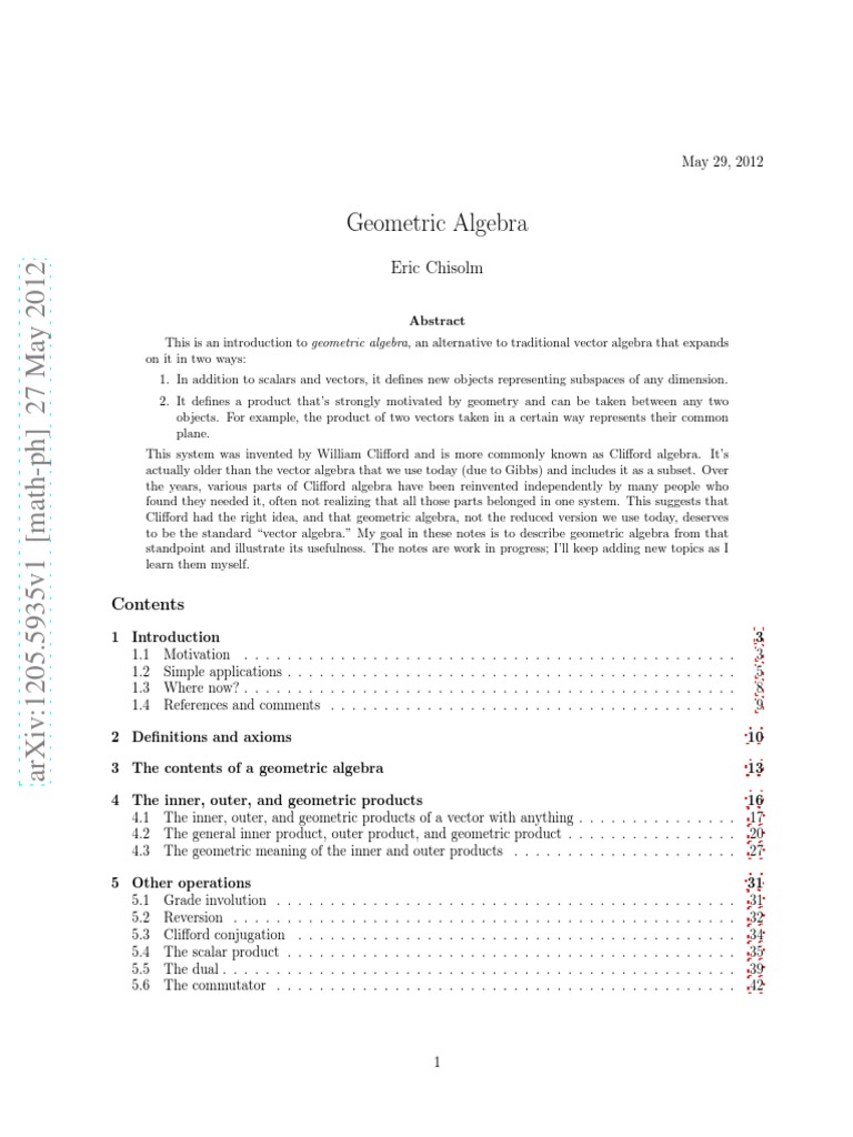 Geometric Algebra | PDF | Vector Space | Mathematical Concepts