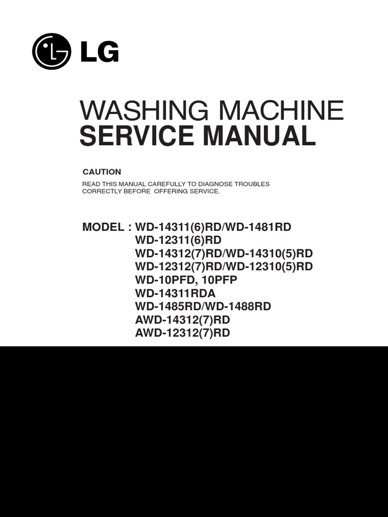 LG Washing Machine Service Manual | PDF | Washing Machine | Electrical ...