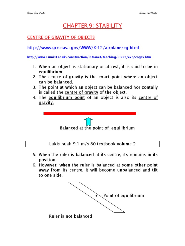Centre of Gravity and Stability Explained | PDF | Center Of Mass | Weight