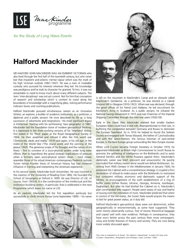 Halford Mackinder: Programme | PDF | Geopolitics | Unrest