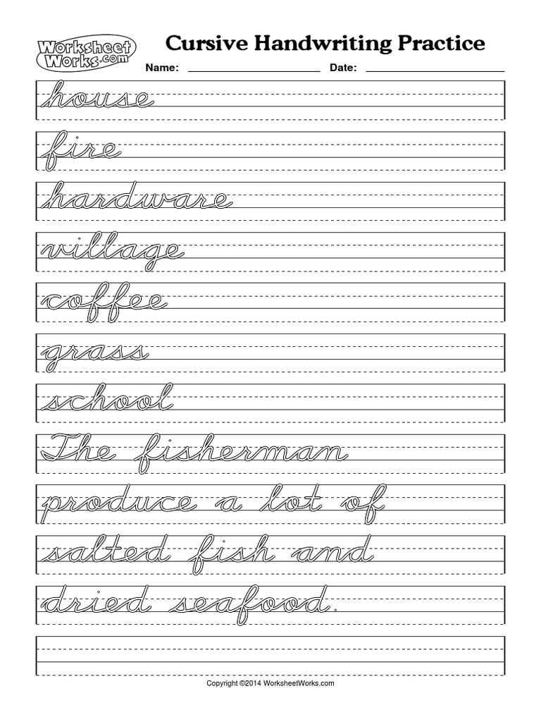 Worksheet Works Cursive Handwriting Practice 2 | PDF