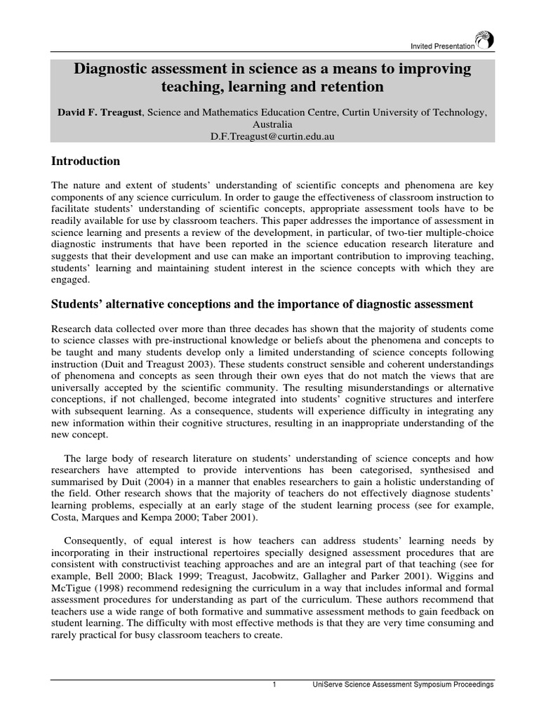 Science Diagnostic Test | PDF | Science Education | Educational Assessment