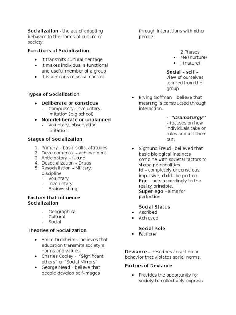 Socialization | PDF | Deviance (Sociology) | Socialization
