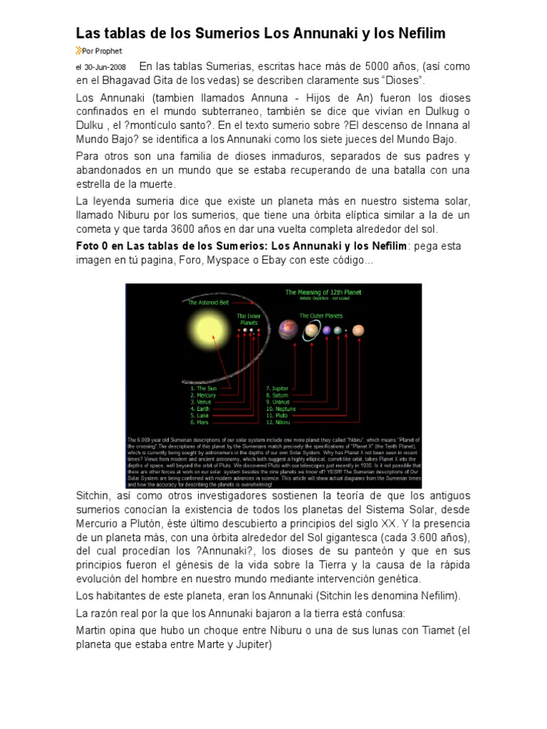Los Annunaki y los Nefilim según las antiguas tablas sumerias | PDF ...