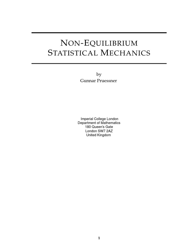 Non-equilibrium Statistical Mechanics Guide | PDF | Probability Density ...