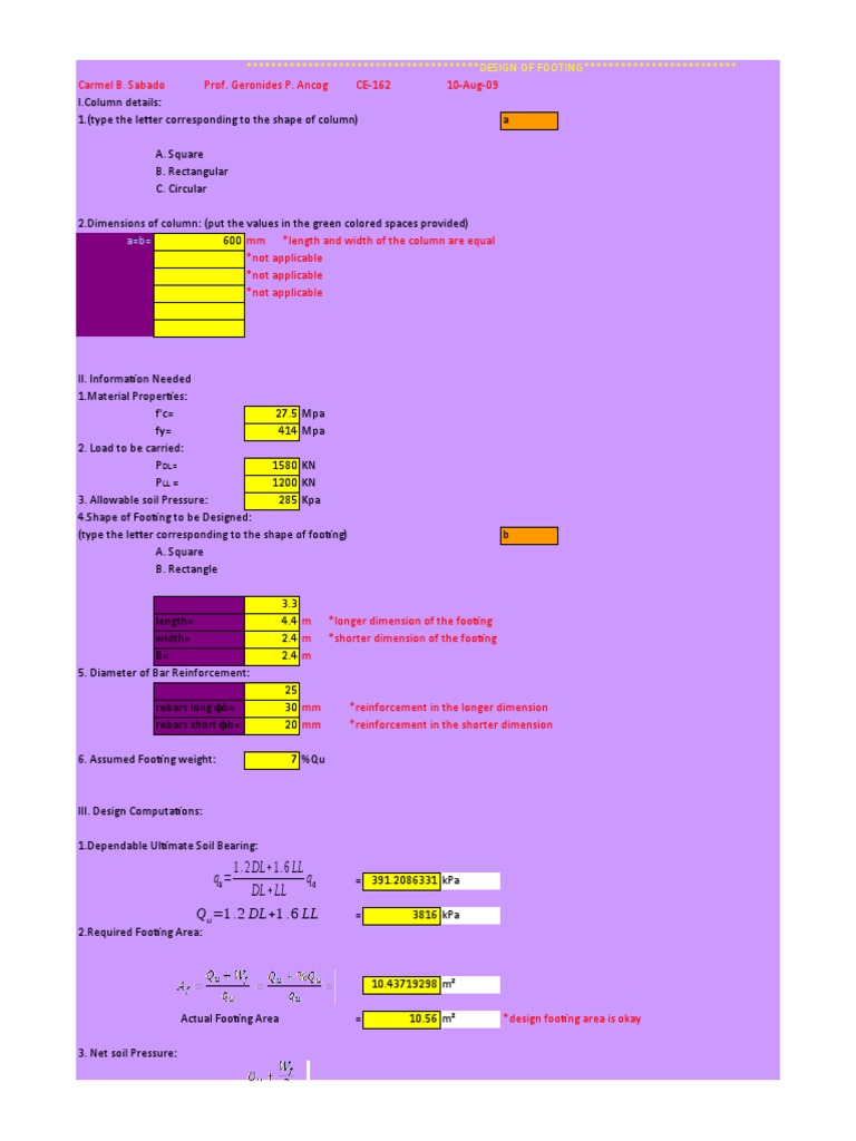 Concrete Footing Design | PDF | Pascal (Unit) | Column