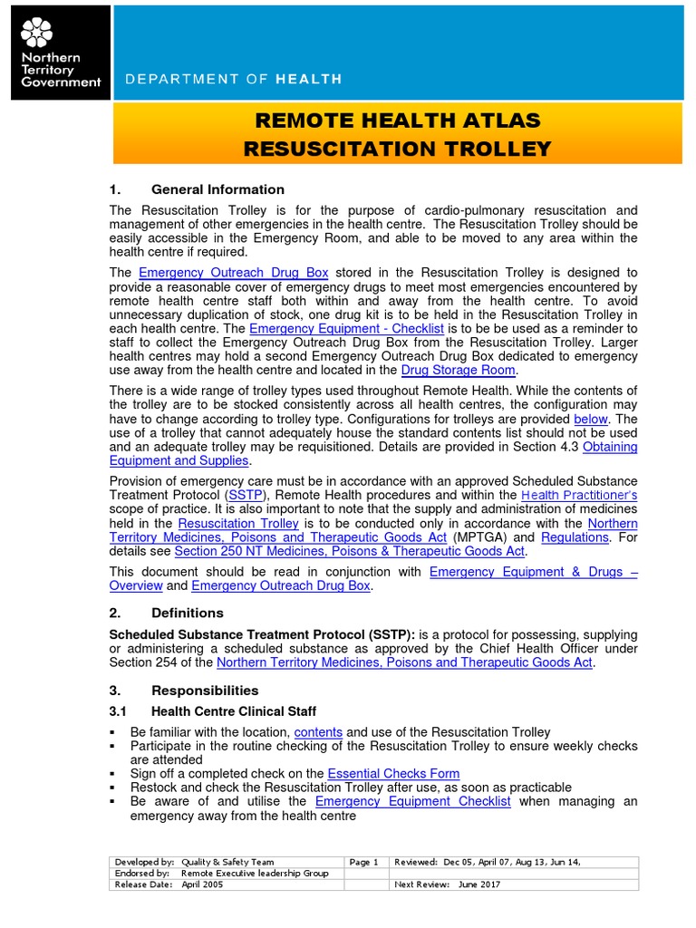 Remote Health Atlas Resuscitation Trolley: 1. General Information | PDF ...