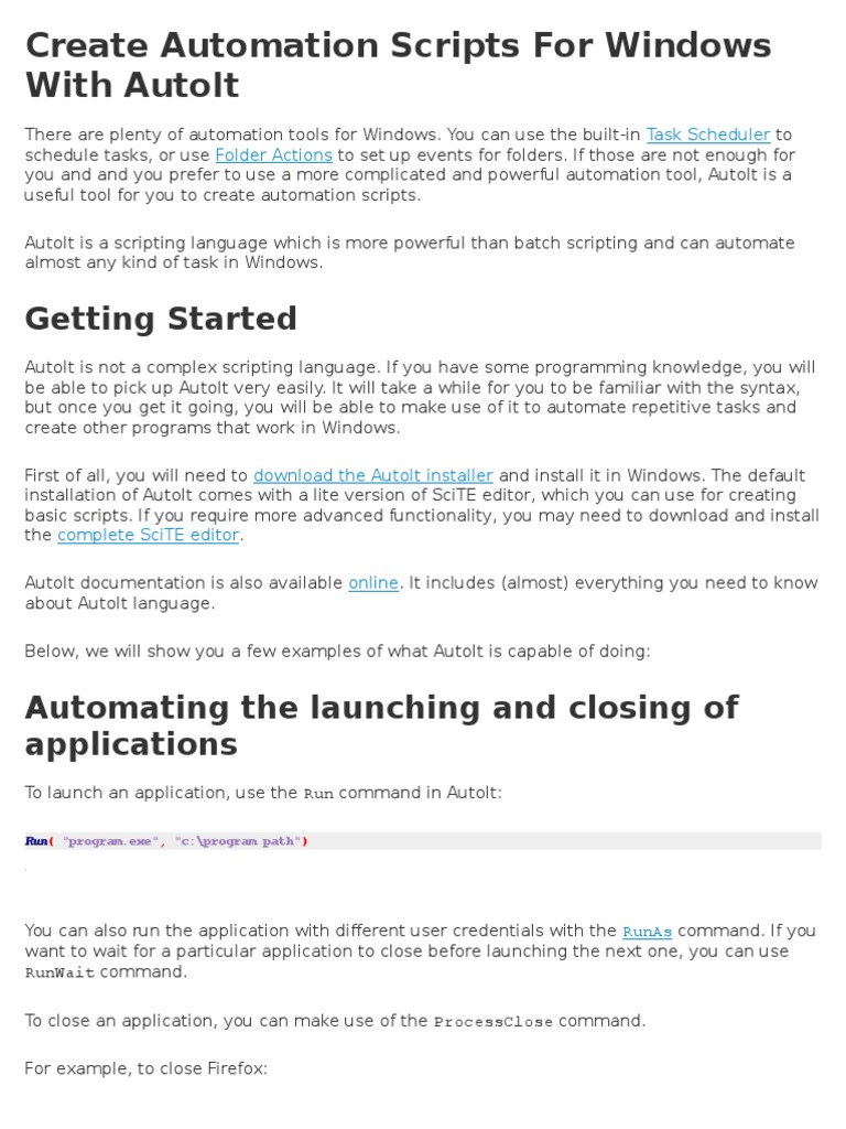 Automate Windows Tasks And Installations With Powerful Autoit Scripting Pdf Scripting Language