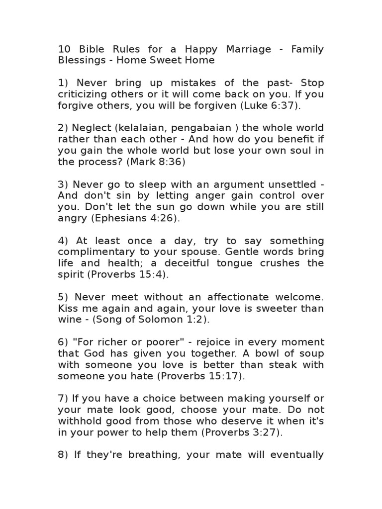 10 Biblical Rules for a Happy Marriage | PDF | Forgiveness | Religious ...