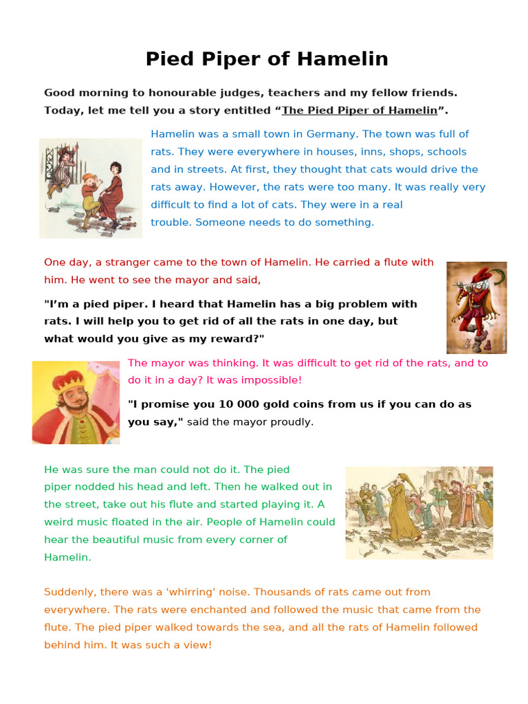 Story Telling Script - Pied Piper of Hamelin