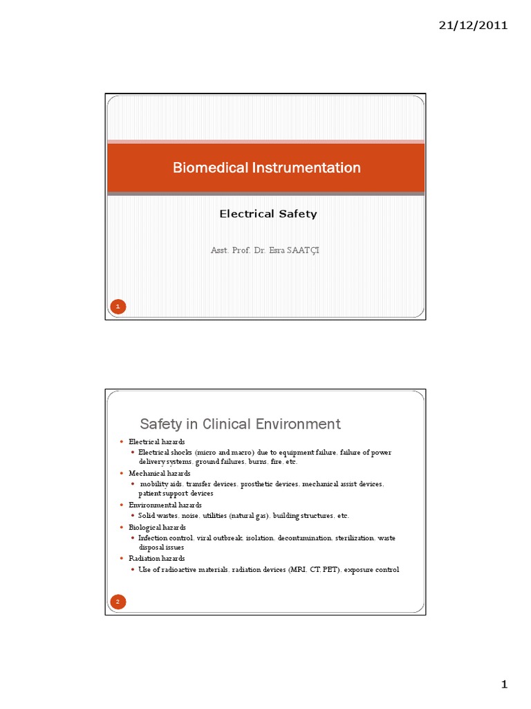 Electrical Safety in Biomedical Settings | PDF | Electric Current ...