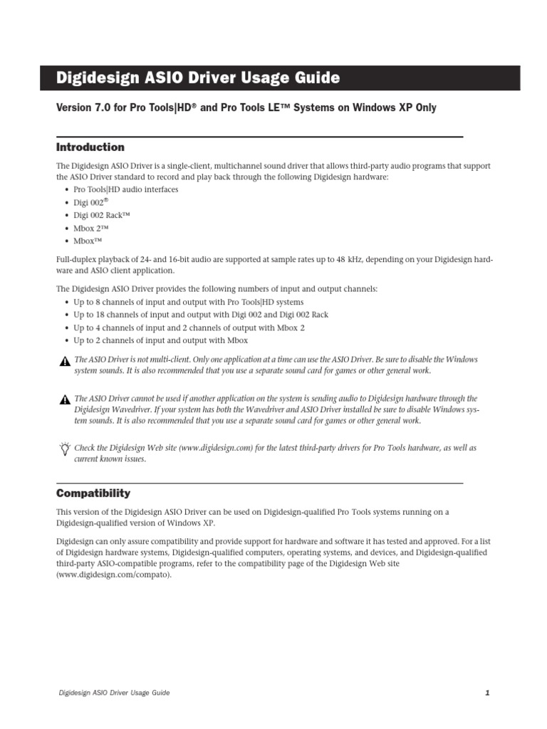 ASIO Driver Usage Guide | PDF | Installation (Computer Programs ...