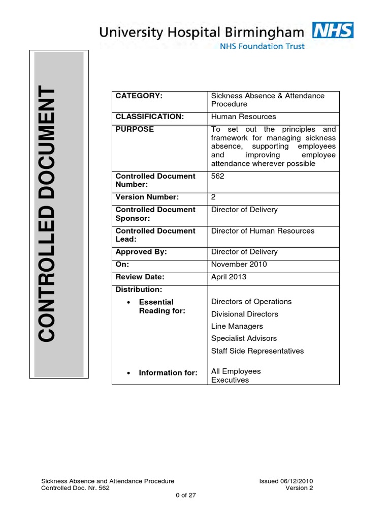 Sickness Procedure | PDF