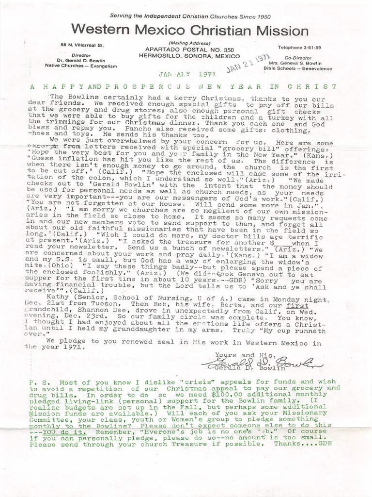 Bowlin Gerald Geneva 1971 Mexico | PDF | Christian Mission | Christian ...
