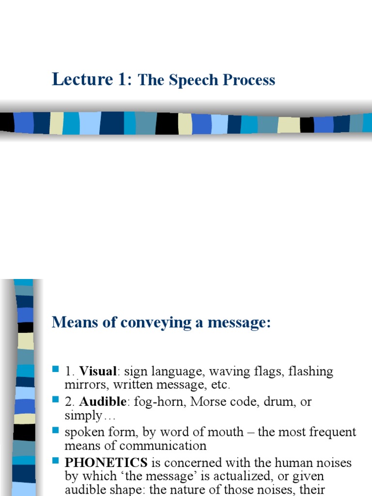 Lecture 1 Speech Process | PDF | Speech | Perception