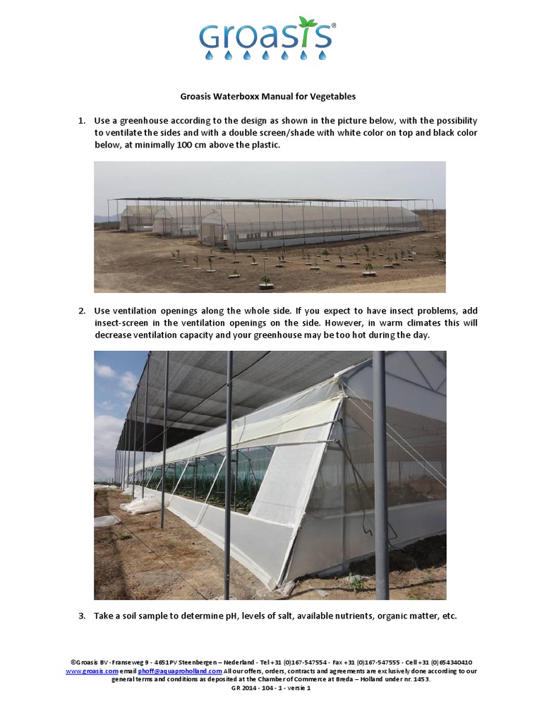Groasis Waterboxx Vegetable Guide | PDF | Root | Soil