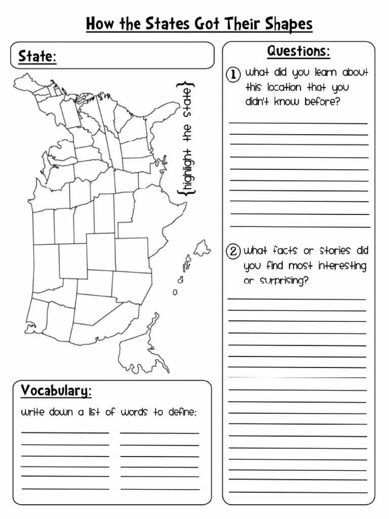 How The States Got Their Shapes Worksheet PDF | PDF