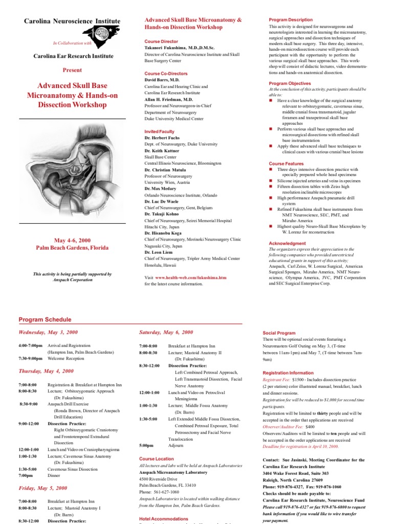 Skull Base Course Brochure | PDF | Neurosurgery | Doctor Of Medicine