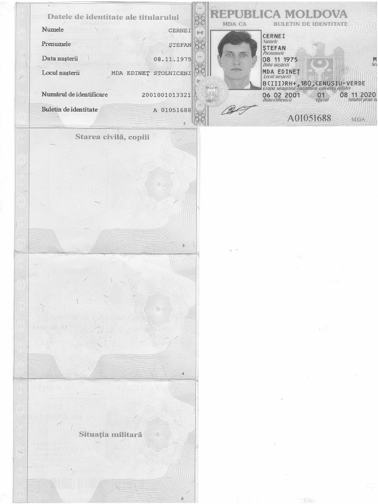 Moldova Identity Card Details | PDF