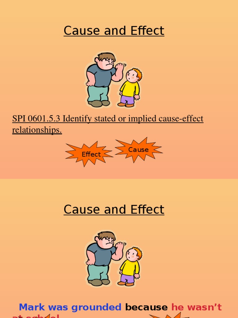 Cause and Effect: SPI 0601.5.3 Identify Stated or Implied Cause Effect ...