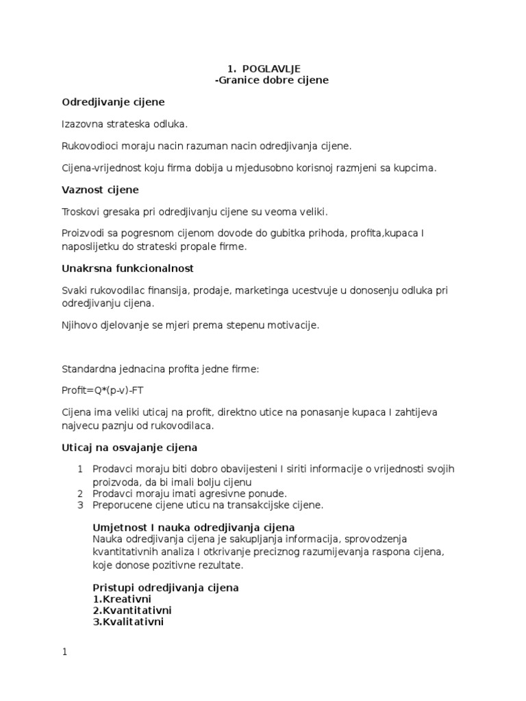 Upravljanje Cijenama Skripta I Parcijala | PDF