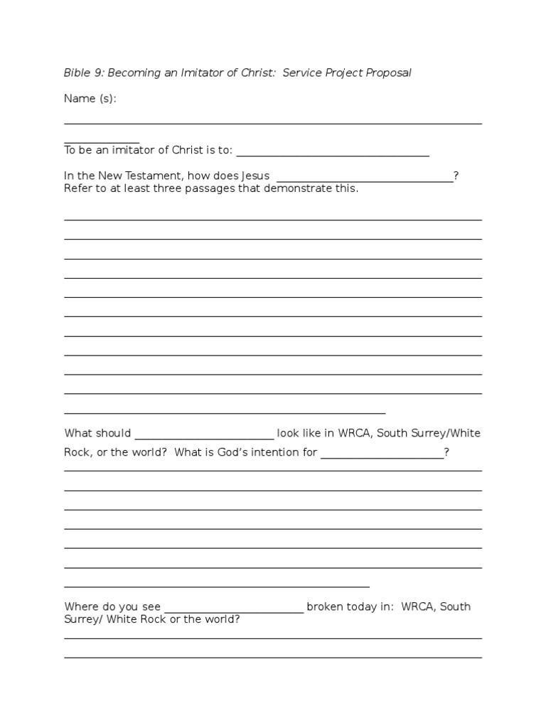 Service Project Proposal: Imitating Christ | PDF
