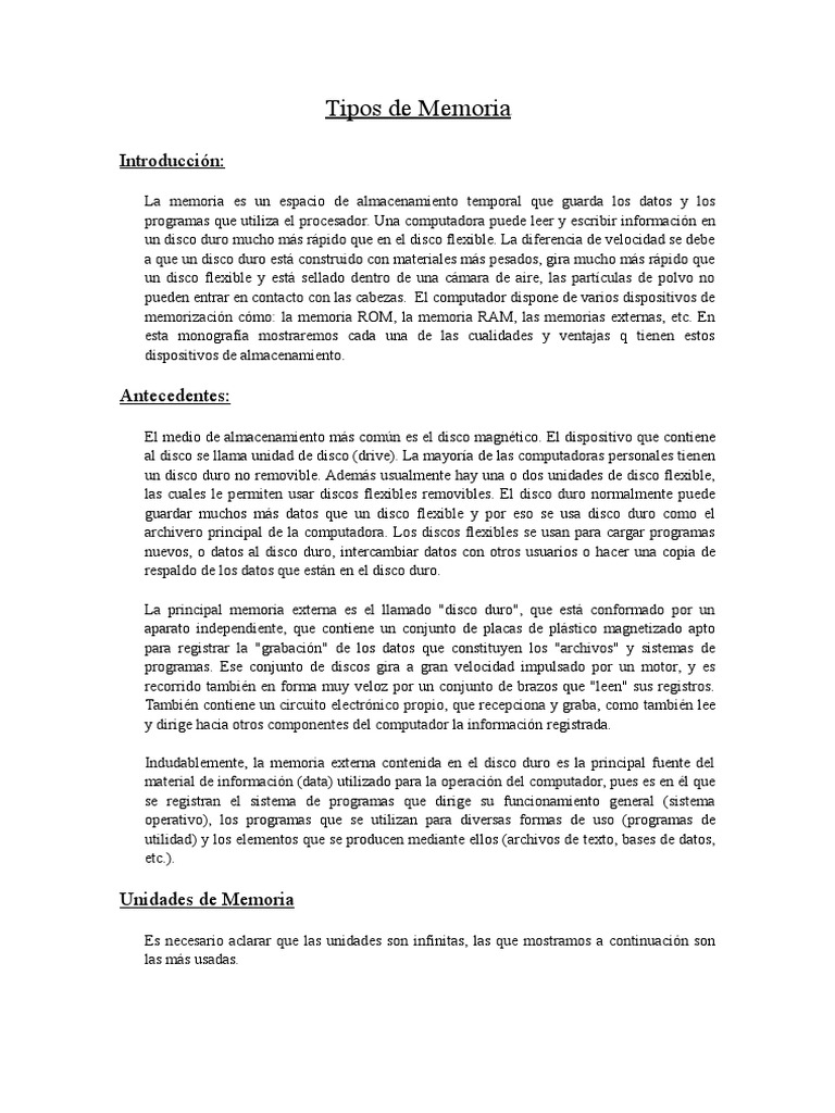 Tipos de Memorias Ram Rom Eprom Eeprom | PDF