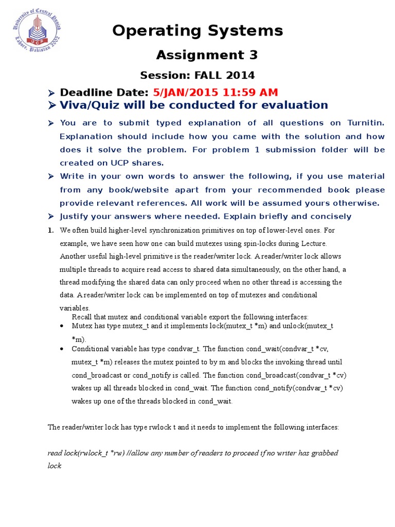 Operating System Assignment 3 | PDF | Thread (Computing) | Santa Claus