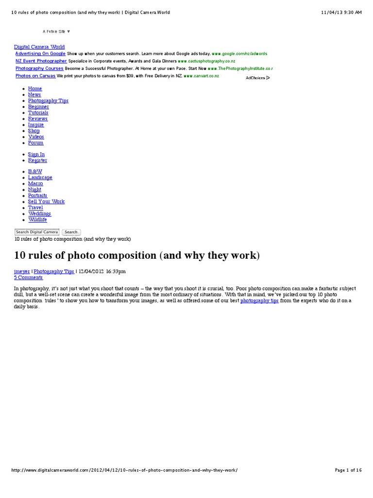 10 Rules of Photo Composition | PDF | Composition (Visual Arts ...