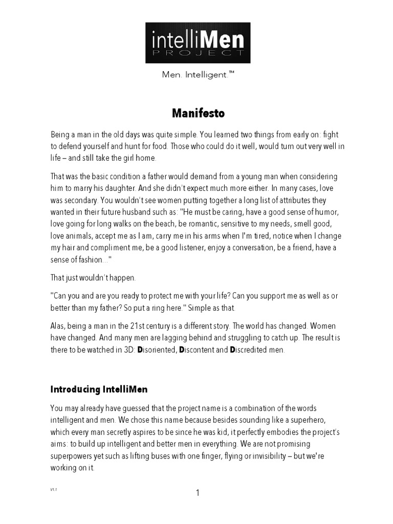IntelliMen Manifesto1 | Download Free PDF | Facebook | Internet