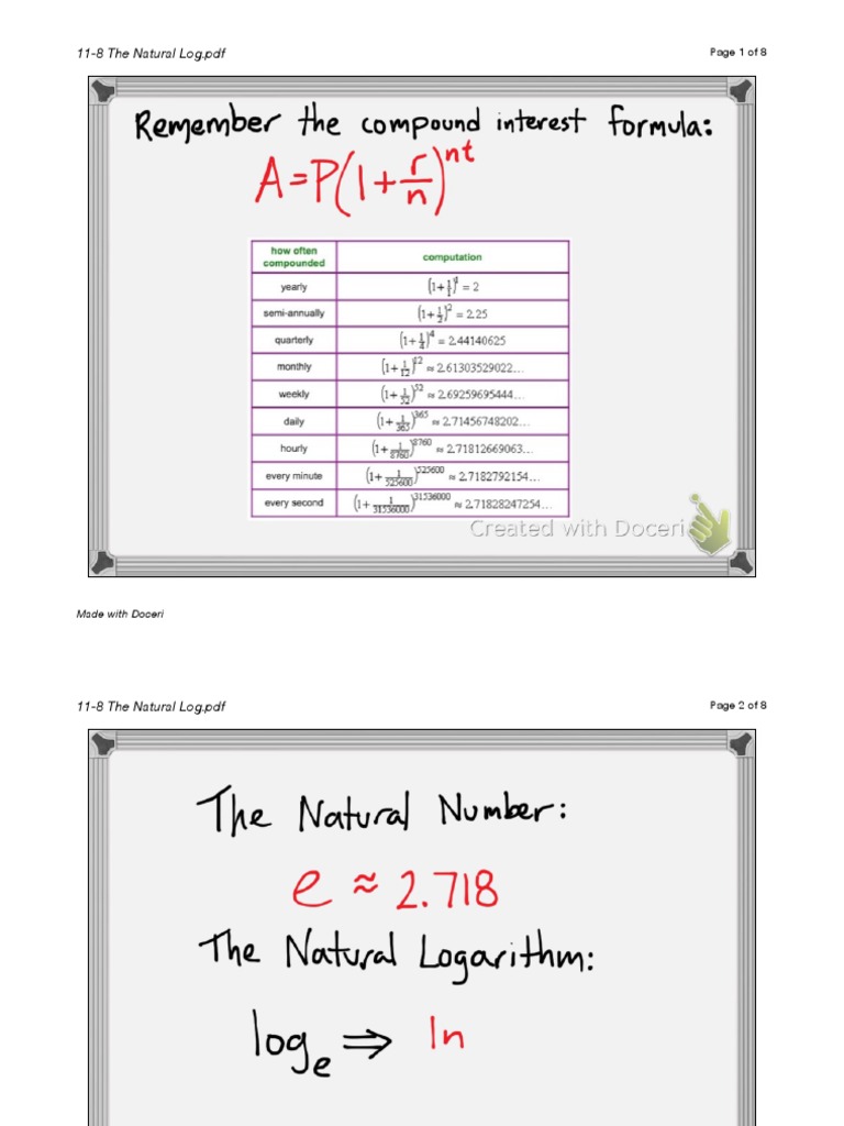 11-8 The Natural Log | PDF | Science & Mathematics
