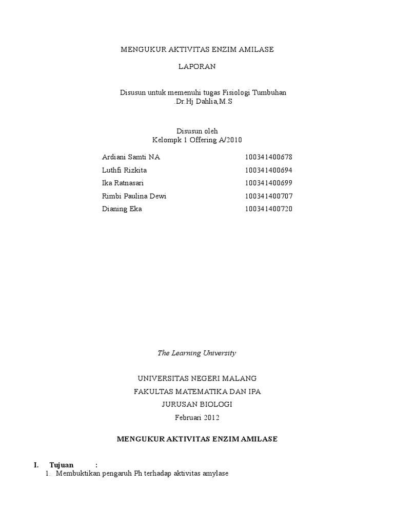 Mengukur Aktivitas Enzim Amilase | PDF | Sains & Matematika