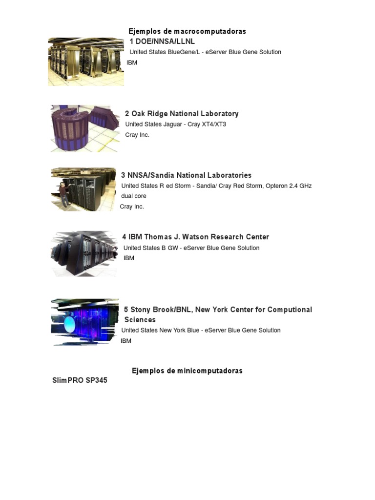 Ejemplos de macrocomputadoras y minicomputadoras | PDF | Ordenador ...