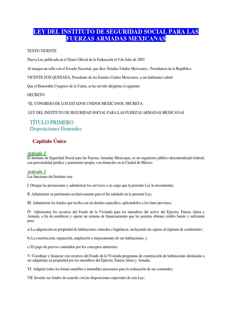 Ley Del Issfam | PDF | Oficial general | México