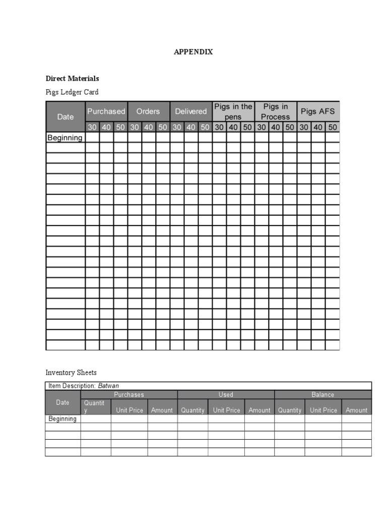 Pigs Ledger Card: Appendix | PDF