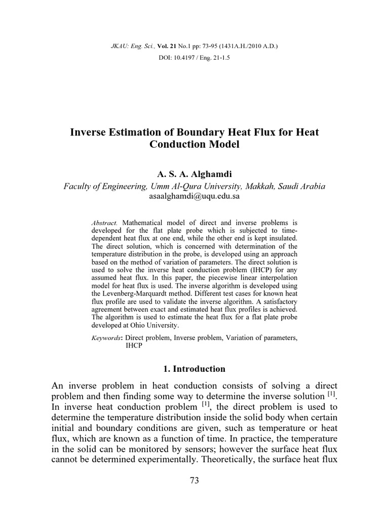 Inverse Estimation Of Boundary Heat Flux For Heat Conduction Model Pdf Inverse Problem