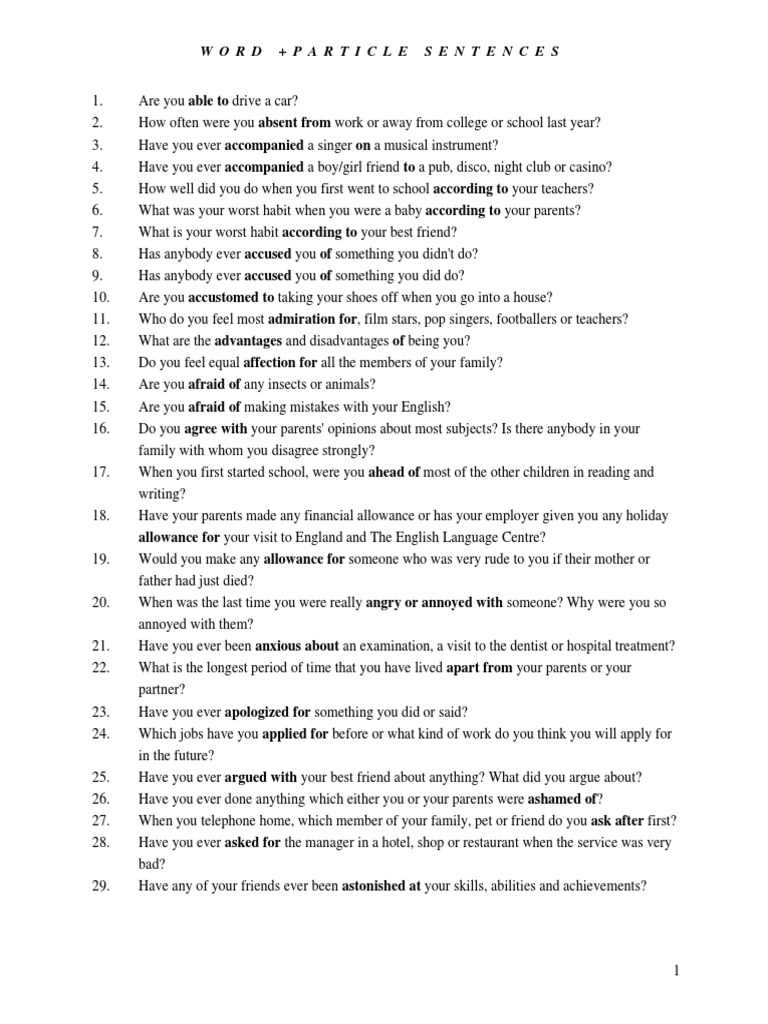 Word + Particle Sentences | PDF