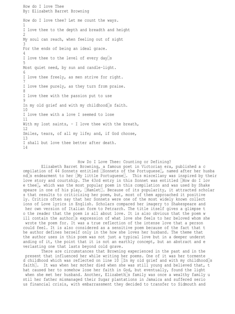 How do i love thee: Let me count the ways | Sonnets | Poetry
