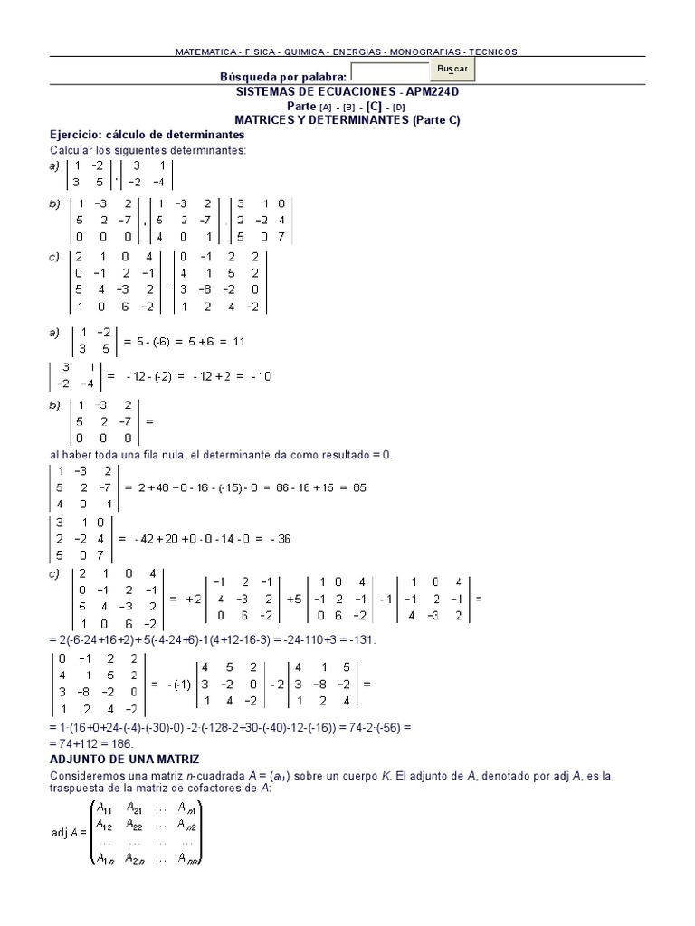 Matrices y Determinantes Parte C | PDF | Determinante | Matriz ...