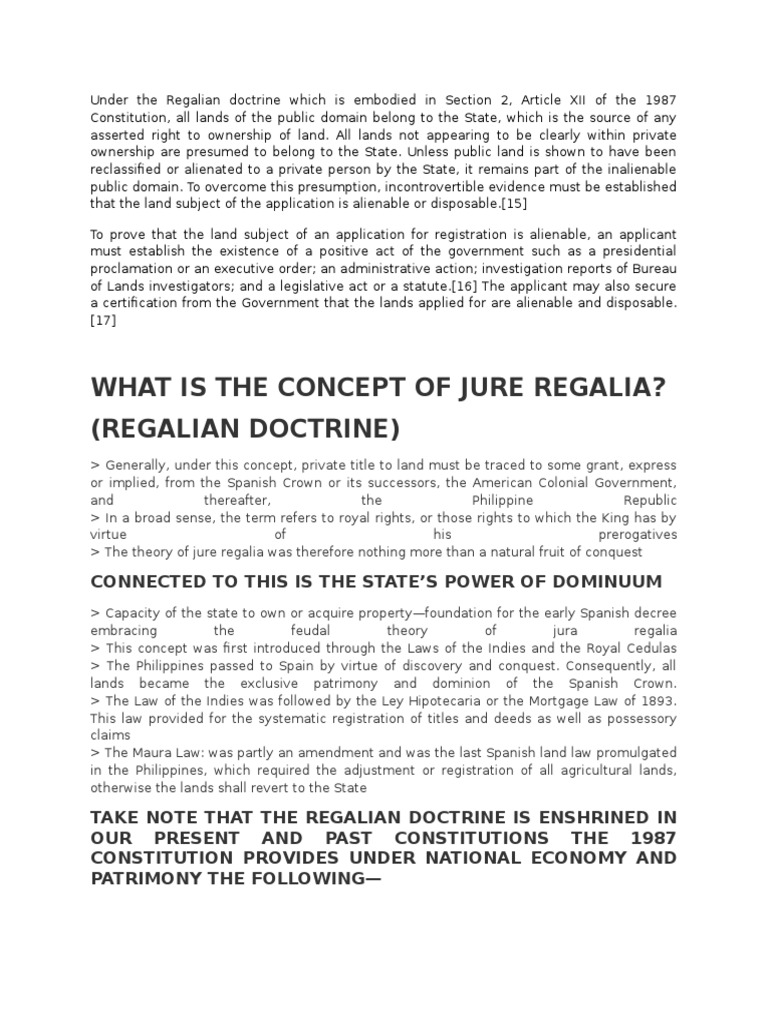 Regalian Doctrine | Download Free PDF | Ownership | Philippines