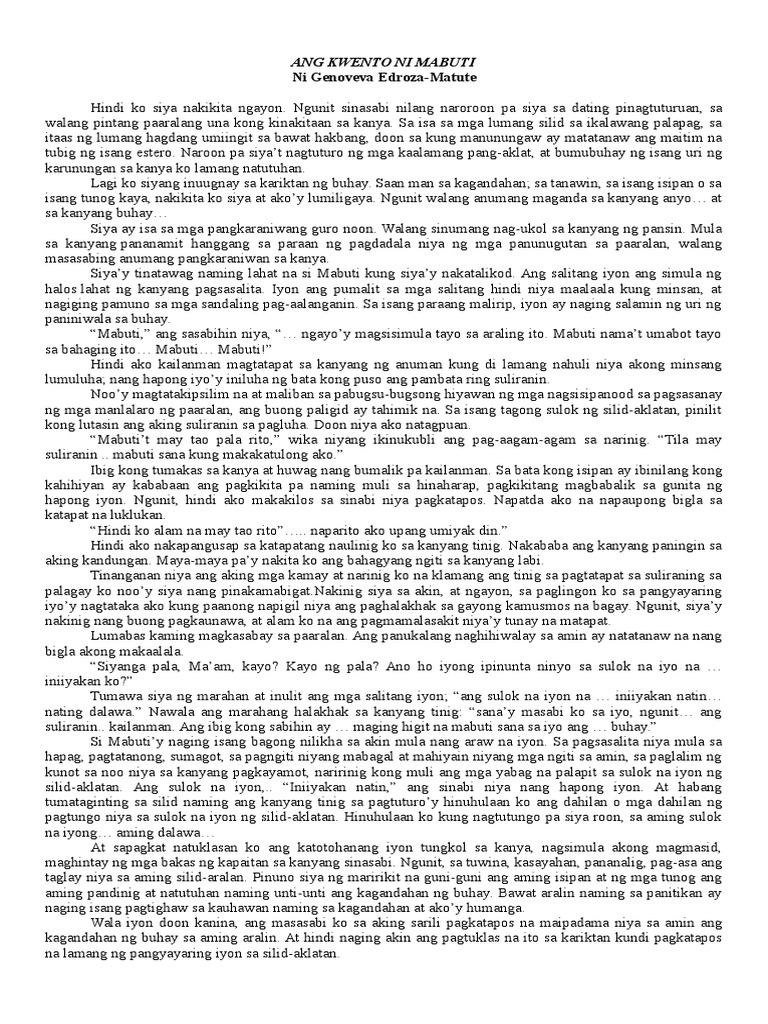 Ang Kwento Ni Mabuti | PDF